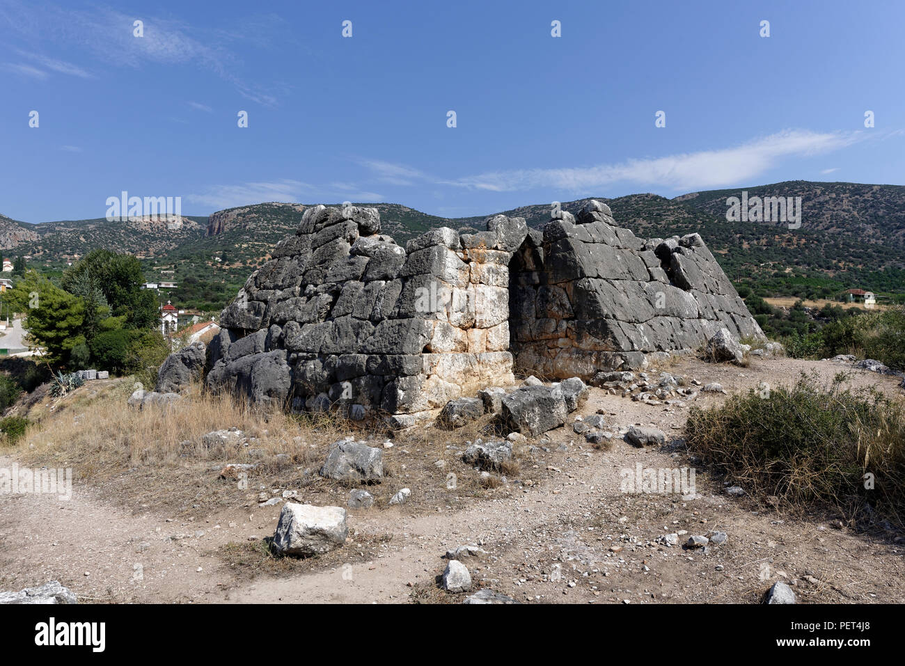 View of the facade of the Pyramid of Hellinikon, near the city of Argos ...
