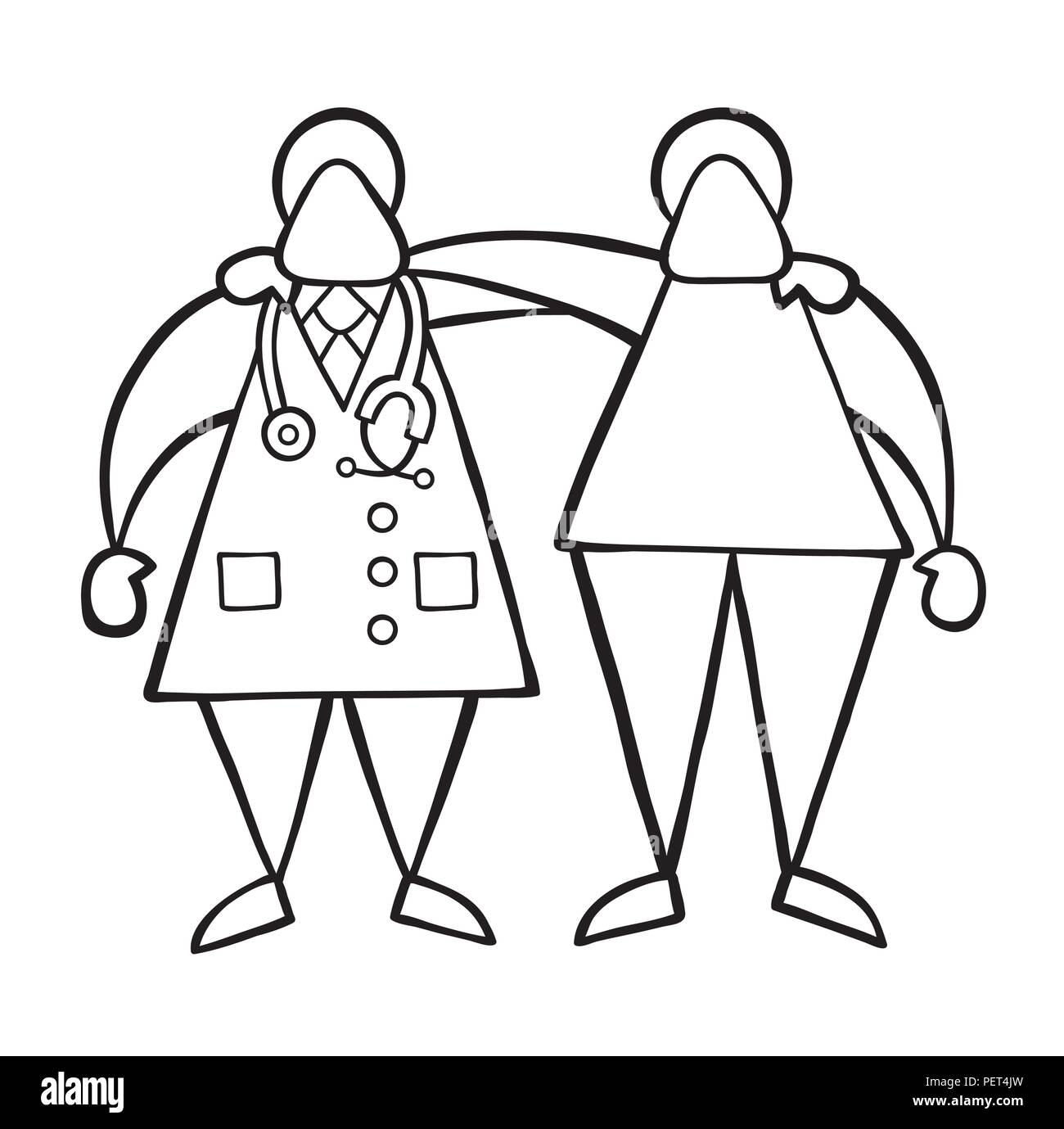 Vector illustration cartoon doctor man and patient friendly and hugging ...