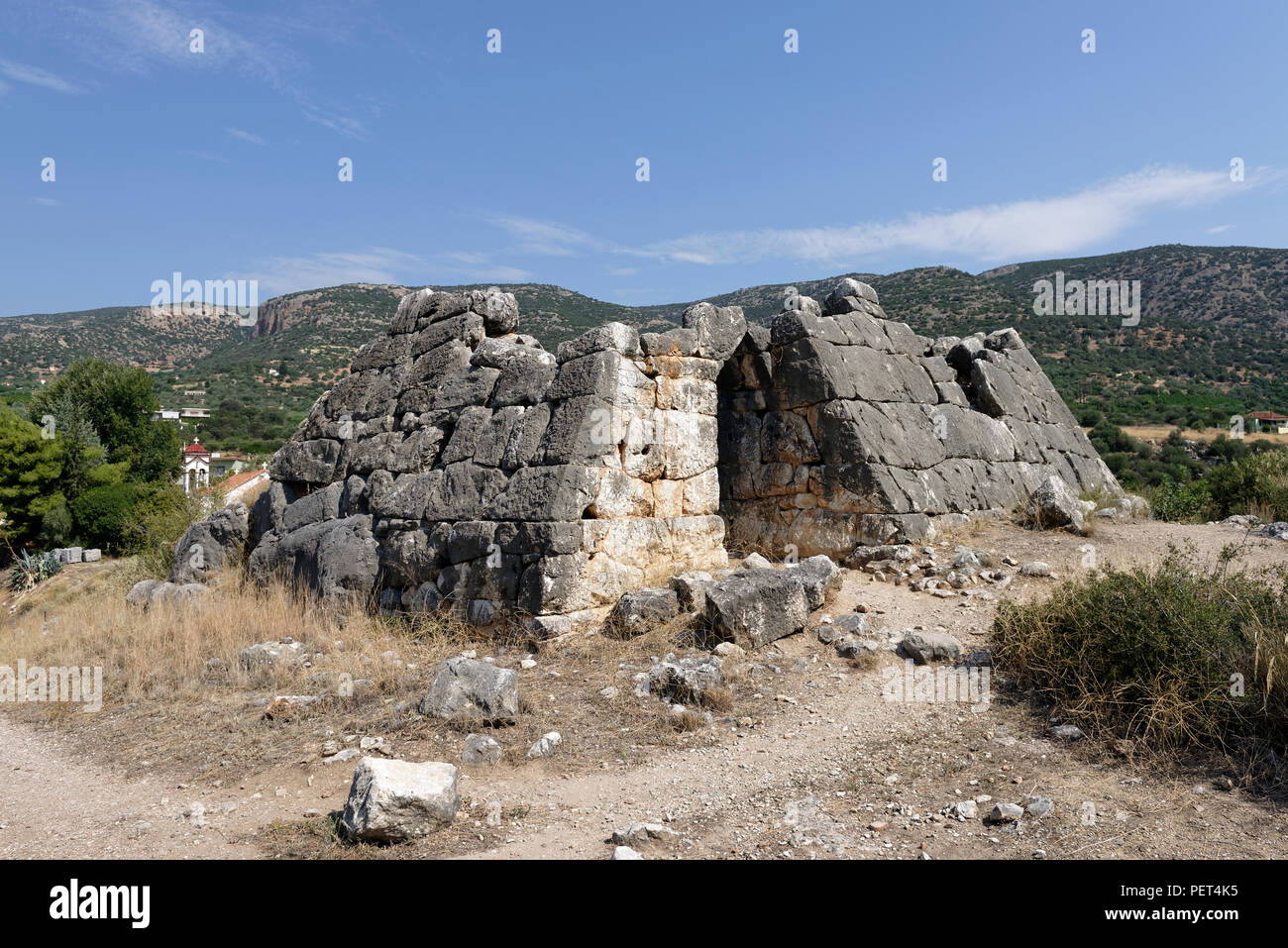 View of the facade of the Pyramid of Hellinikon, near the city of Argos ...