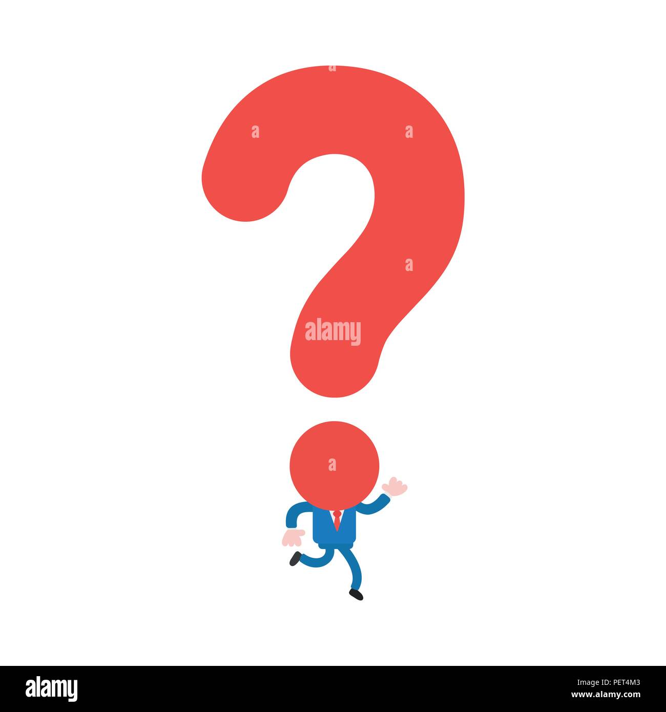 Vector illustration businessman mascot character running with question ...