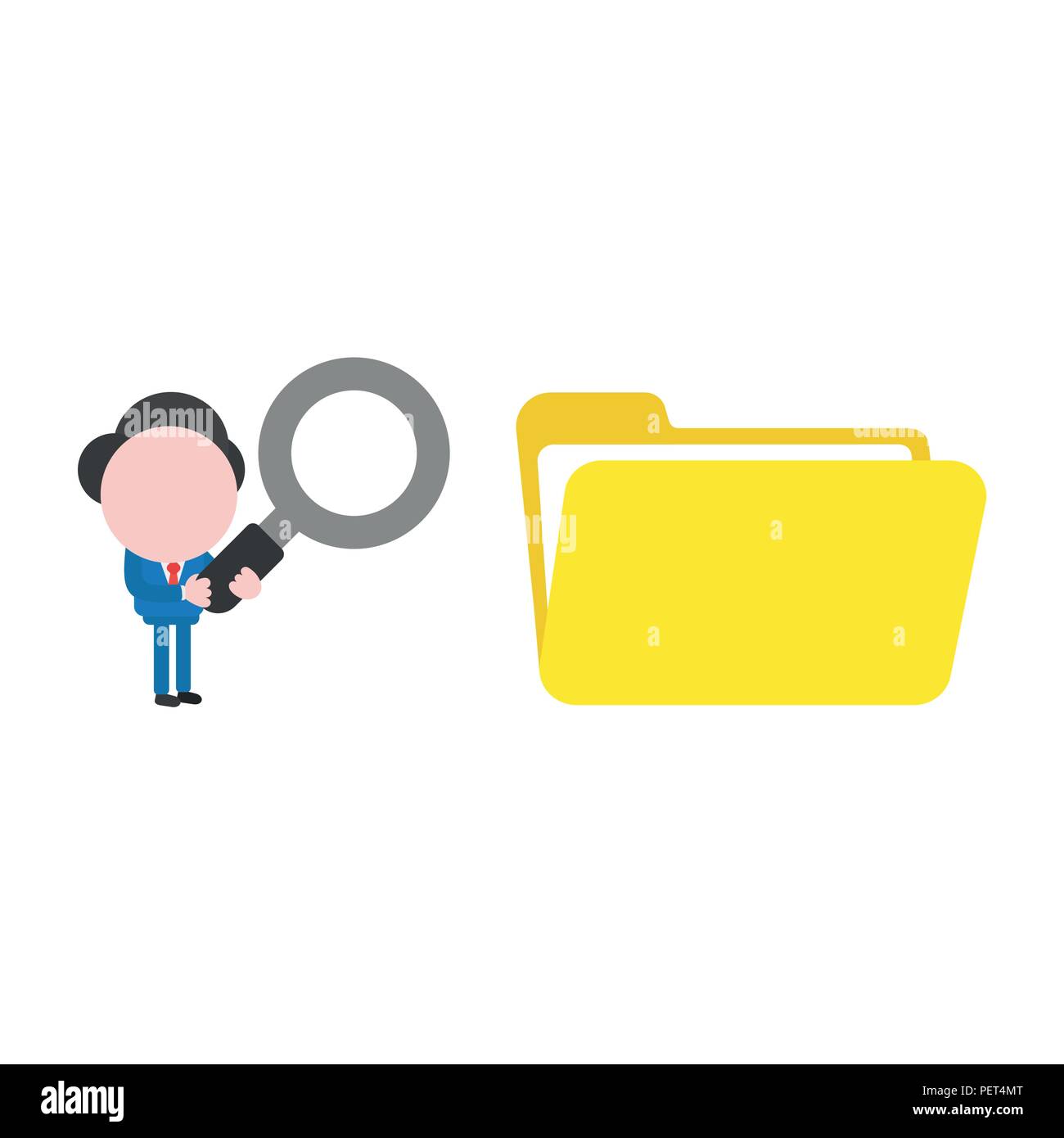 Vector illustration businessman mascot character holding magnifying ...