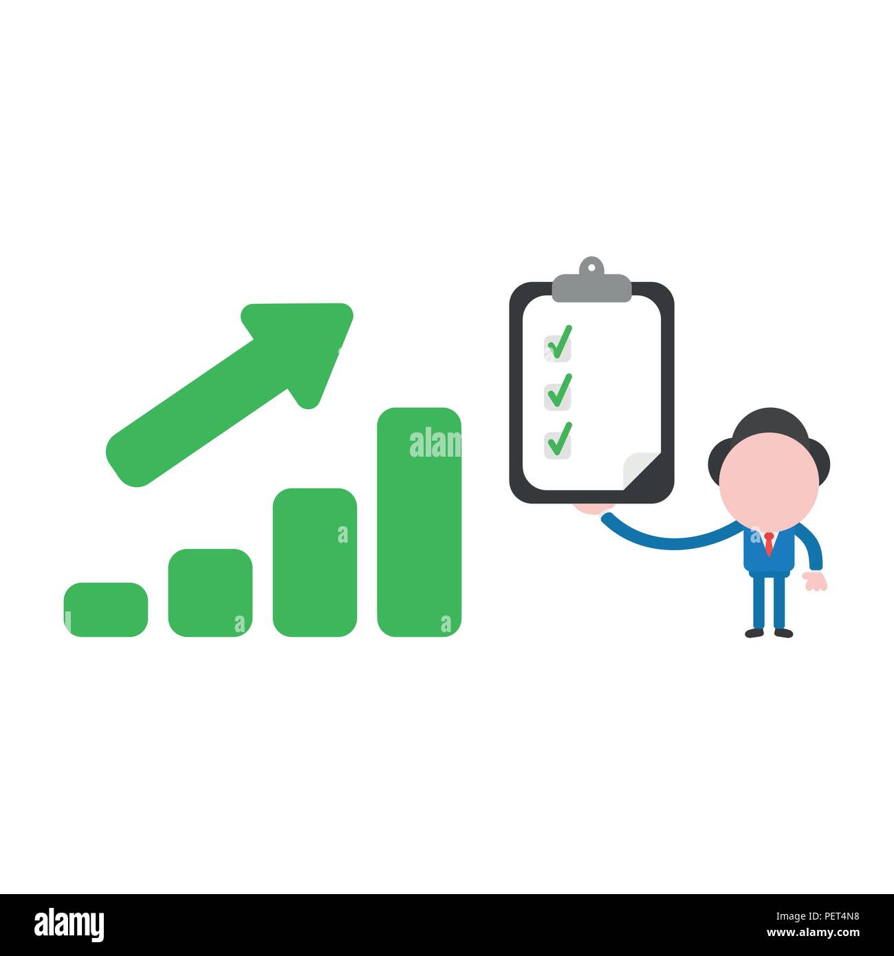 Vector illustration businessman mascot character with sales bar chart ...