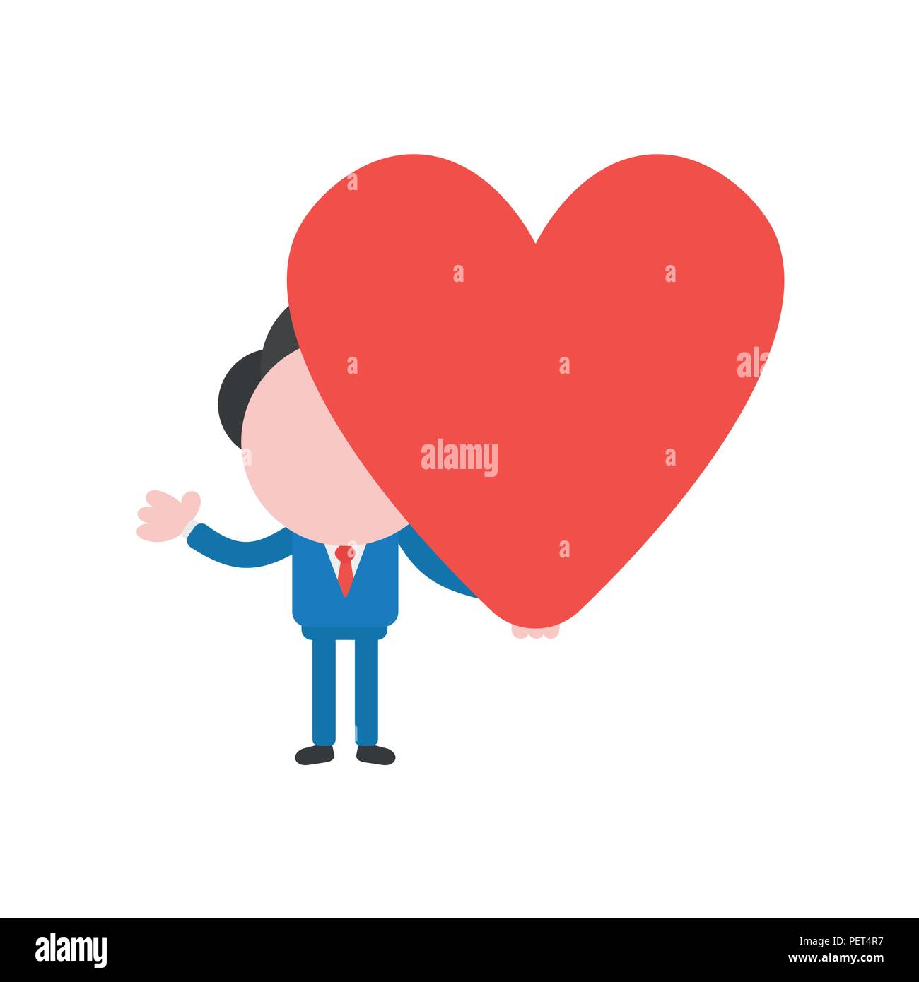 Vector illustration businessman mascot character holding heart Stock ...