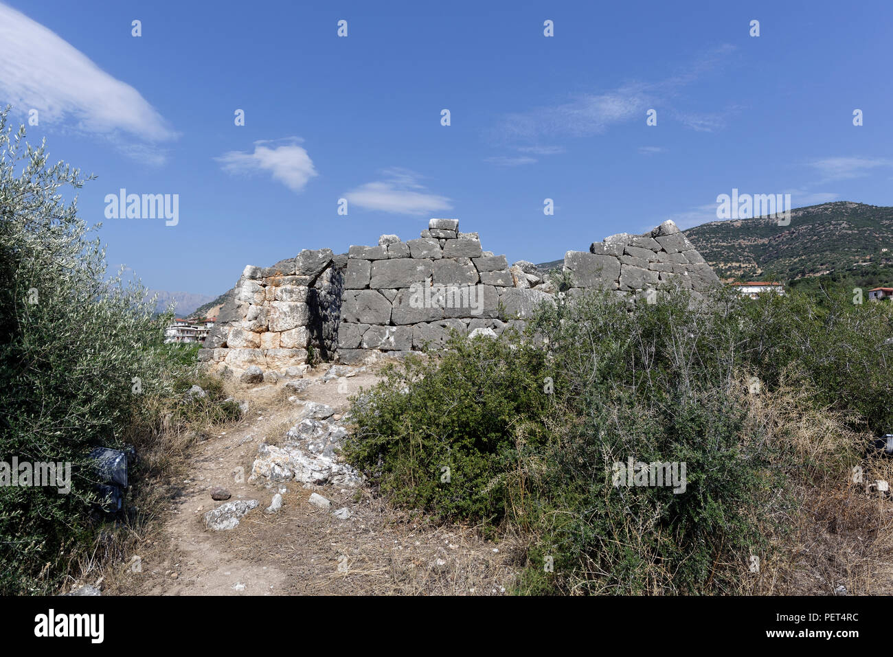 View of the facade of the Pyramid of Hellinikon, near the city of Argos ...