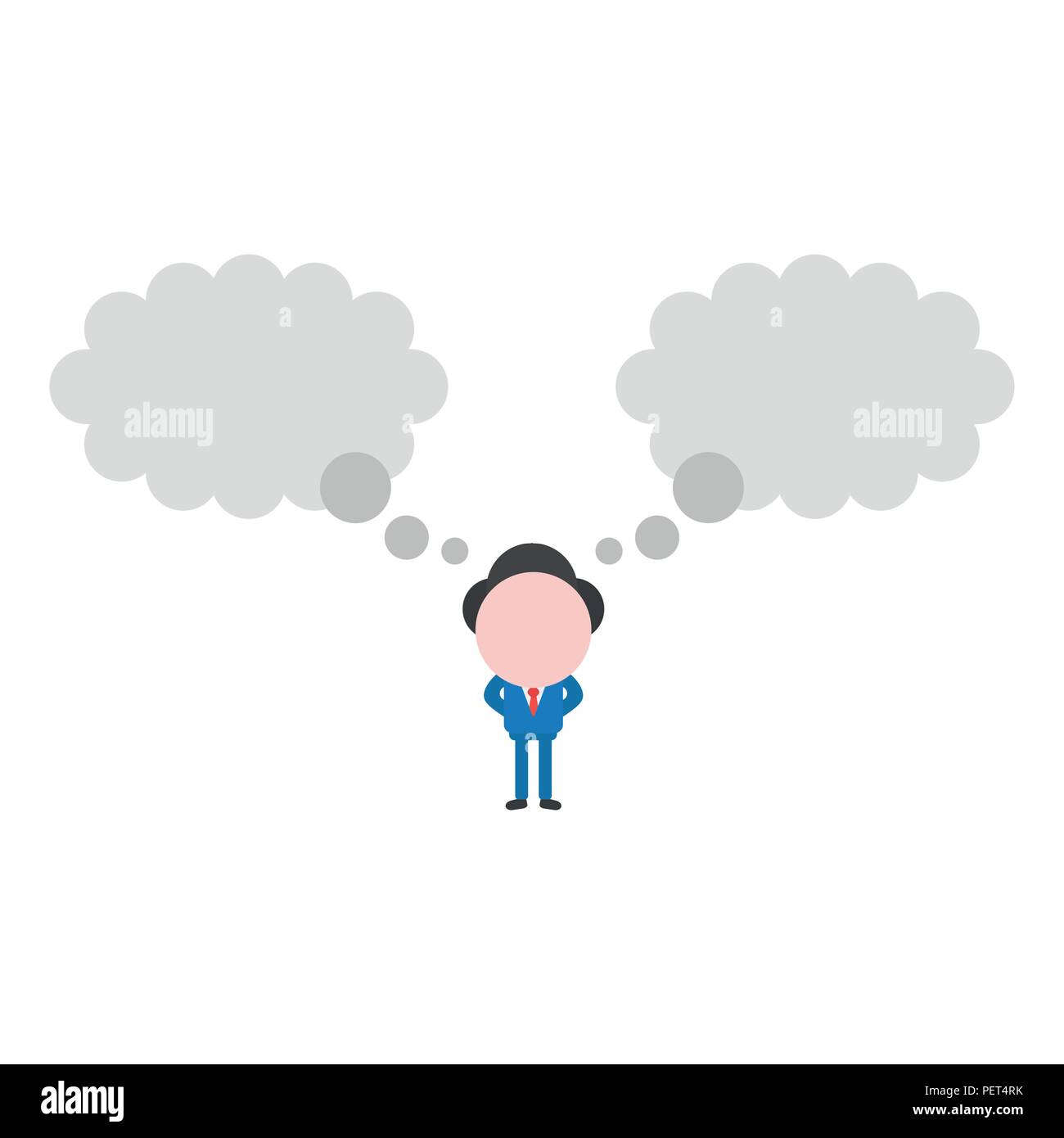Vector illustration businessman mascot character with two thought ...