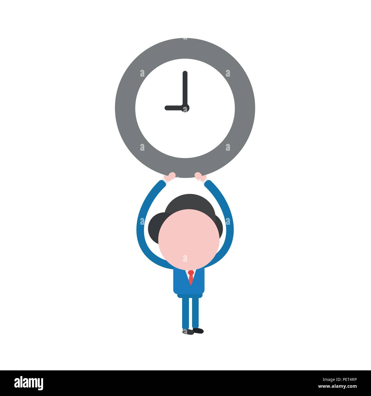 Vector illustration businessman mascot character holding up clock Stock ...