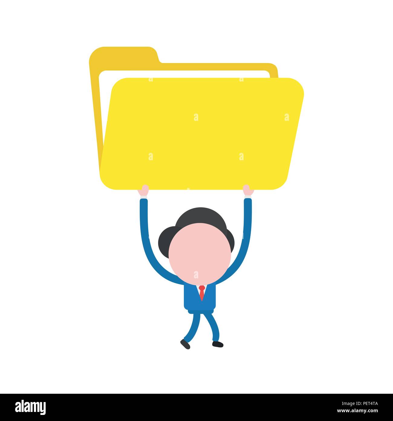 Vector illustration businessman mascot character walking and holding up ...