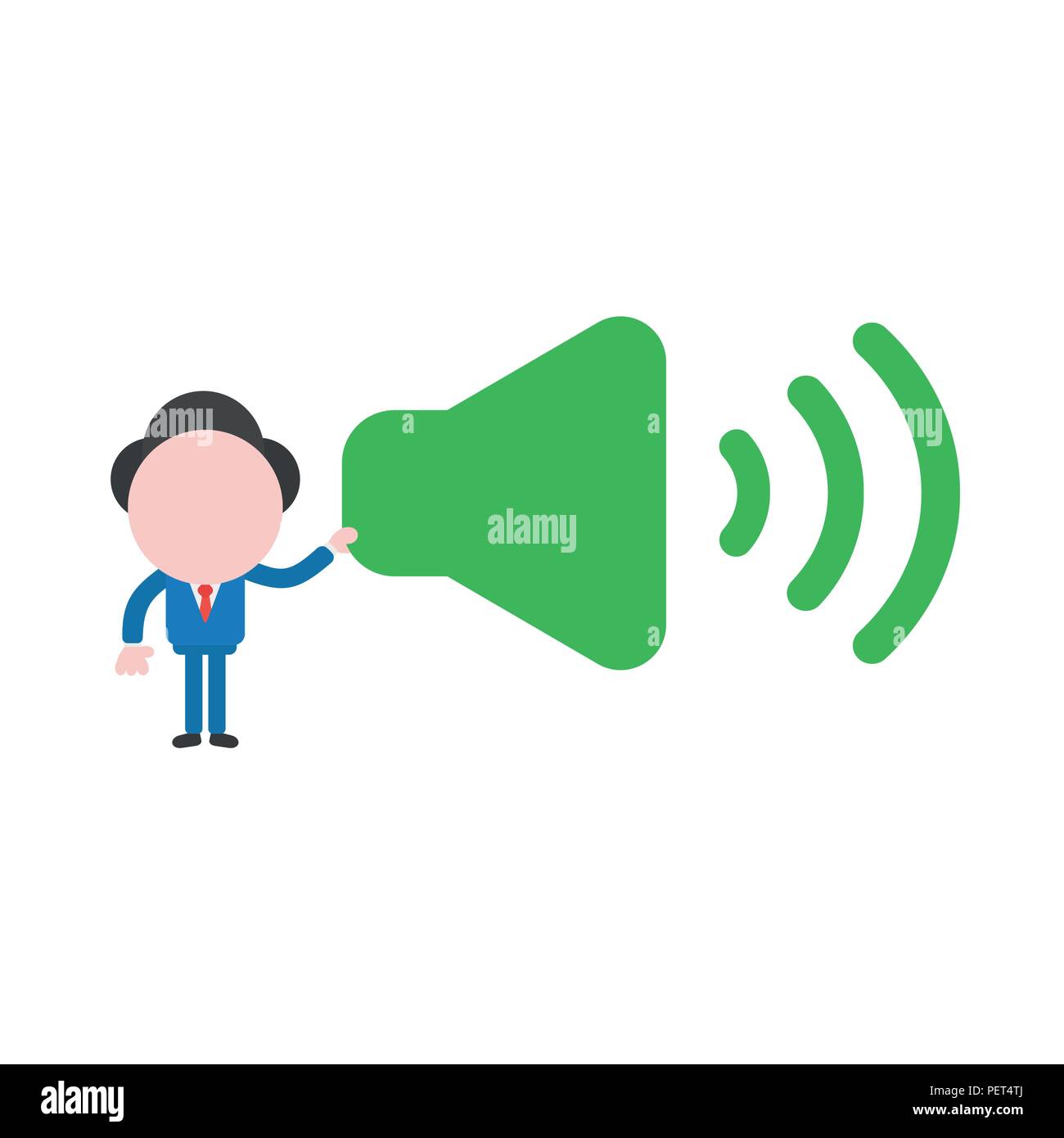 Vector illustration businessman mascot character holding sound on ...