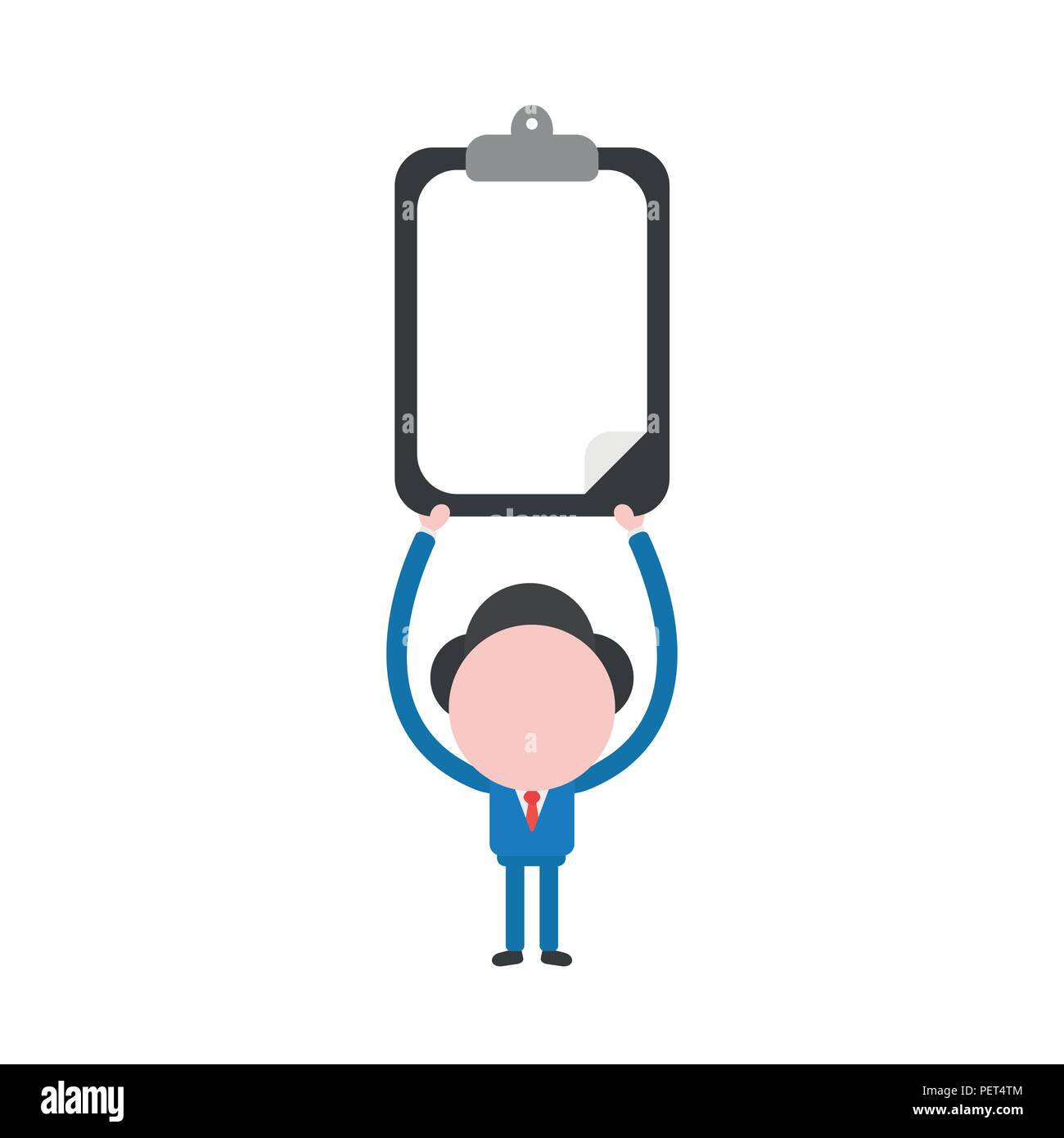 Vector illustration businessman mascot character holding up clipboard ...