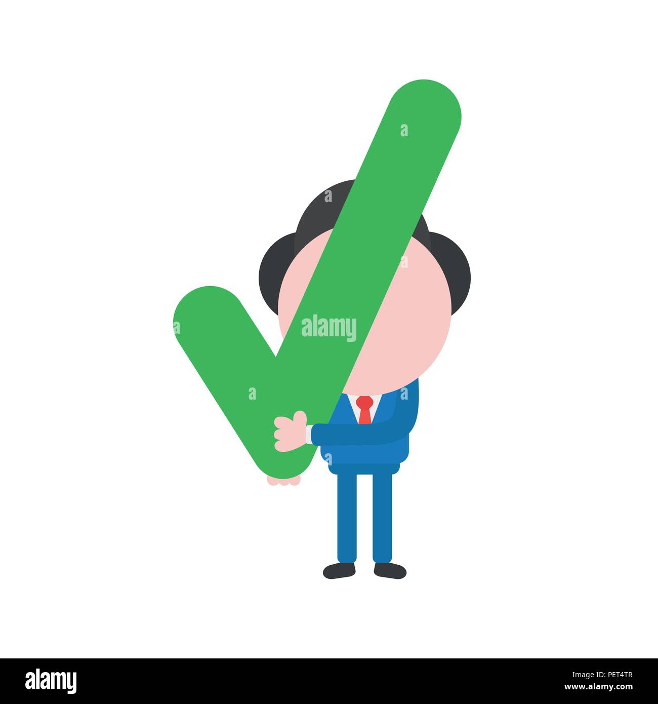Vector illustration businessman mascot character holding check mark ...