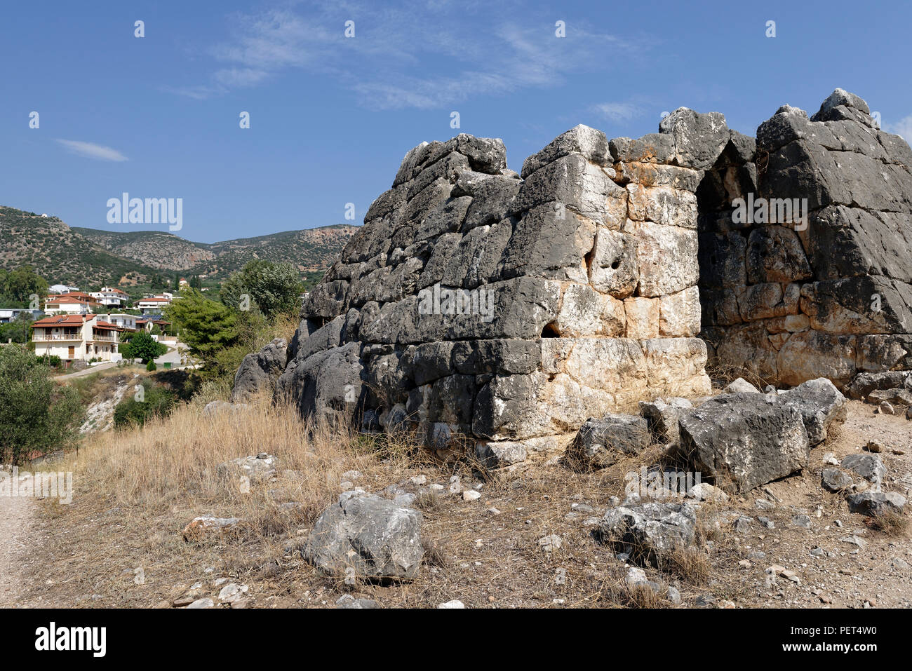 View of the facade of the Pyramid of Hellinikon, near the city of Argos ...