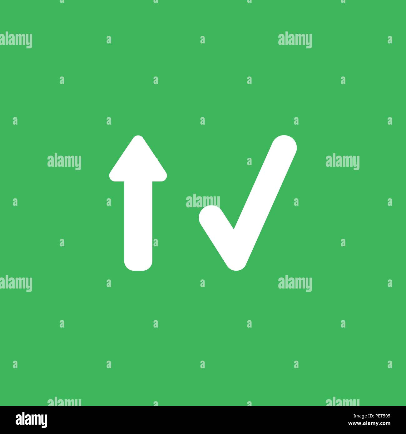 Flat vector icon concept of arrow moving up and check mark on green ...