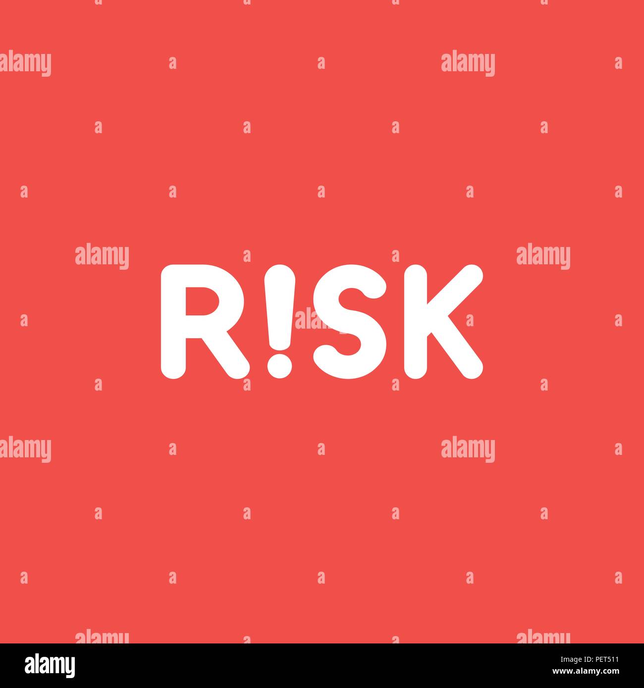 Flat vector icon concept of risk word with exclamation mark on red ...