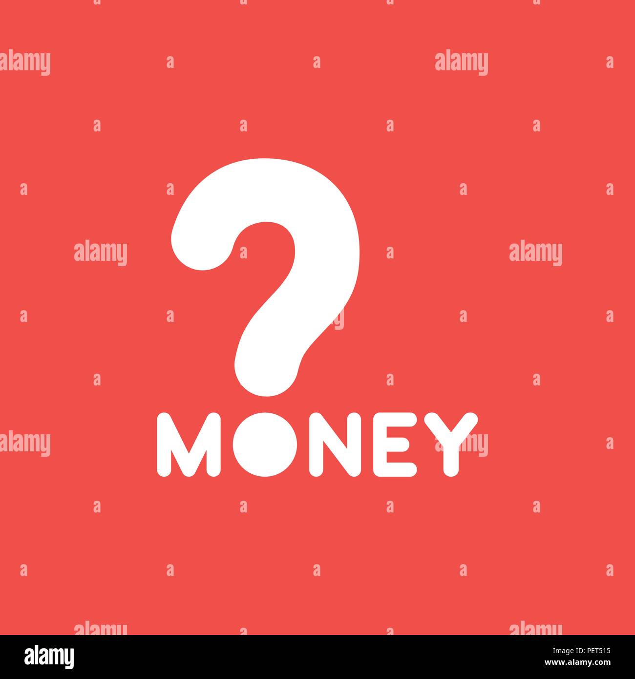 Flat vector icon concept of money word with question mark on red ...