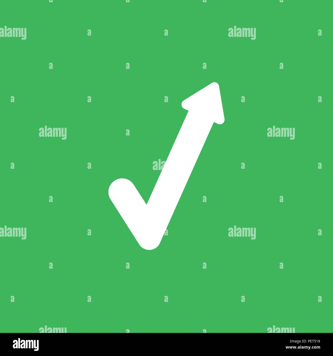 Flat vector icon concept of check mark with arrow moving up on green ...