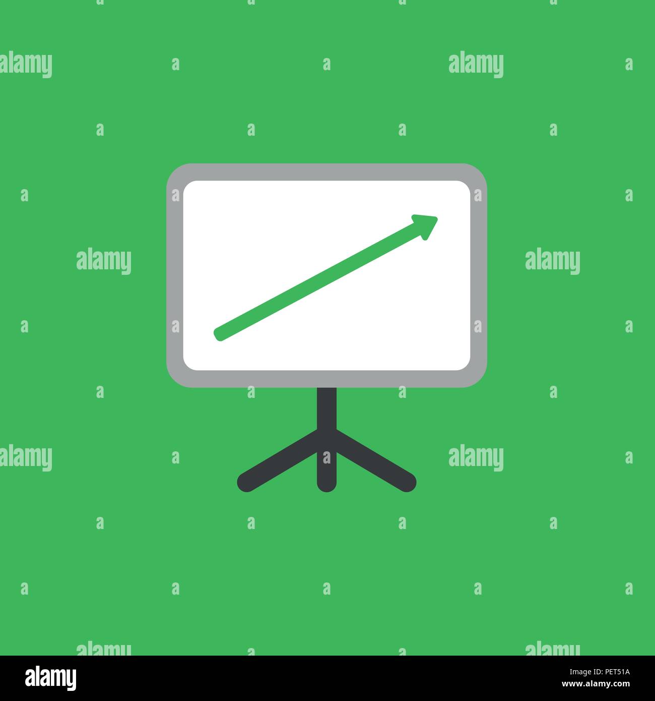 Flat vector icon concept of sales chart with arrow moving up on green ...