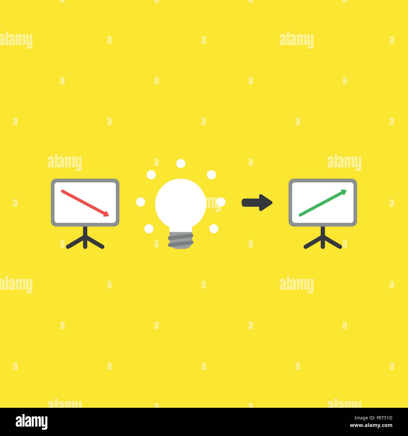 Flat vector icon concept of sales chart with arrow moving down, glowing ...