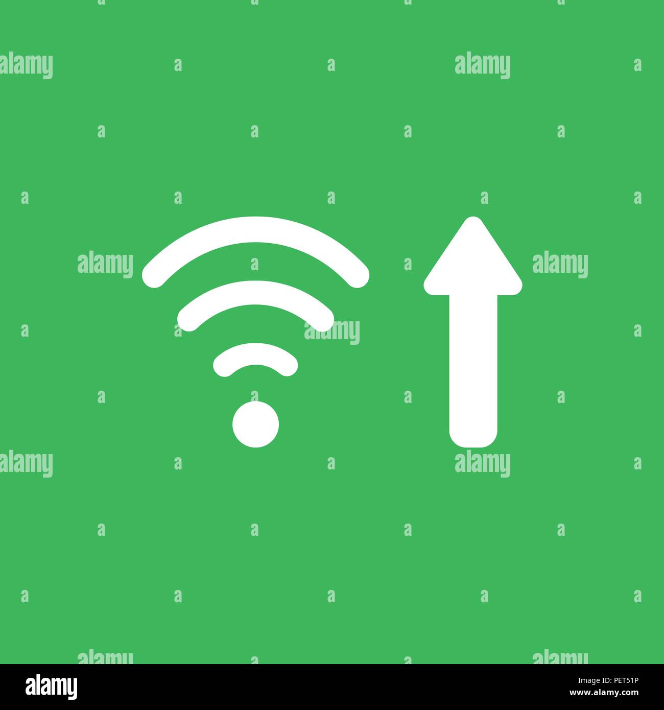 Flat vector icon concept of wireless wifi symbol with arrow moving up ...
