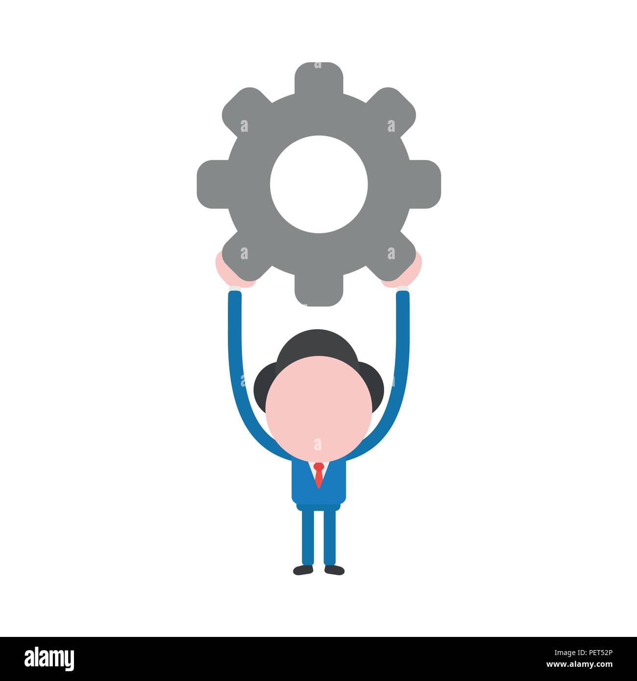 Vector illustration businessman character holding up grey gear Stock ...
