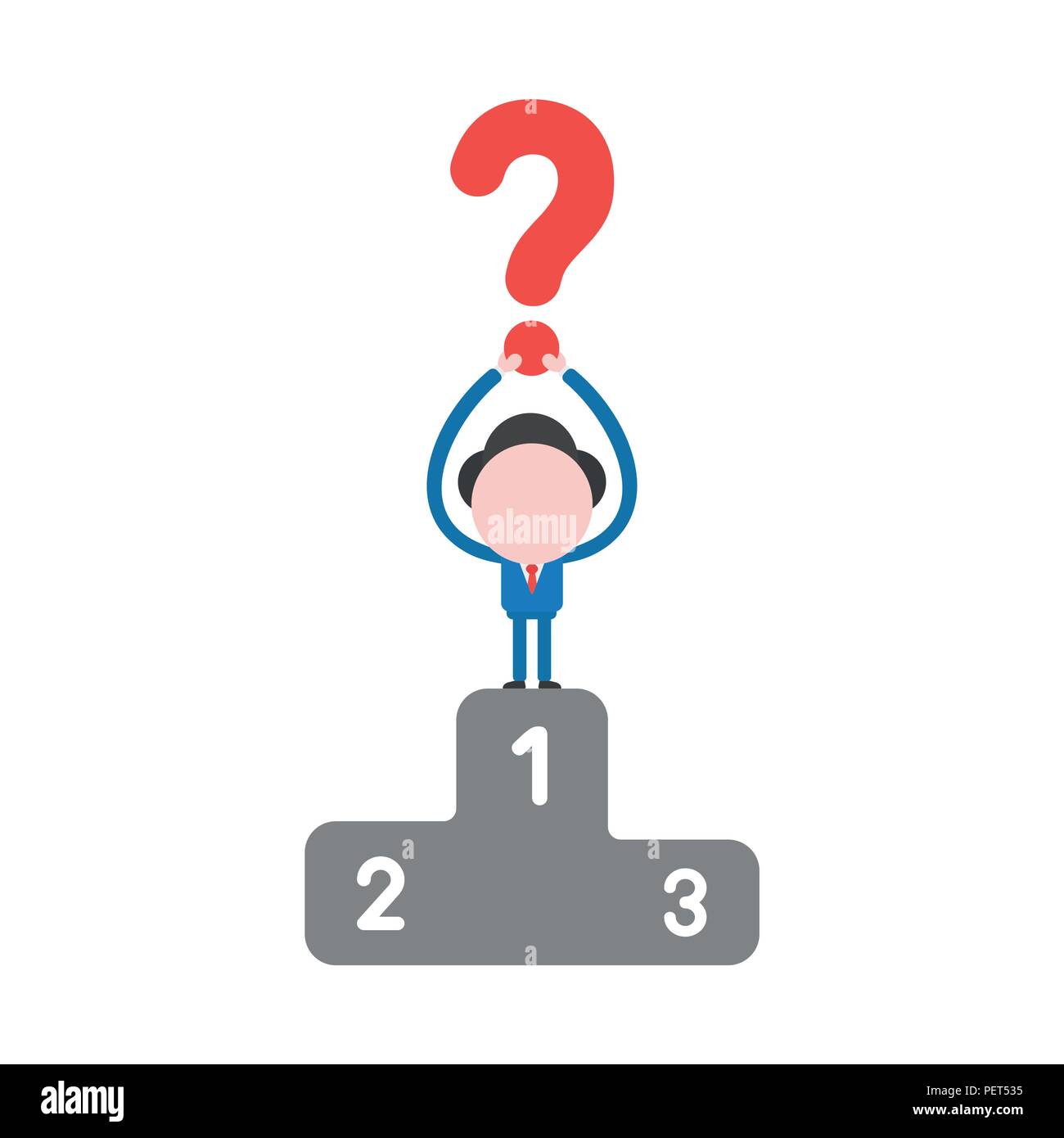 Vector illustration businessman character holding up red question mark ...