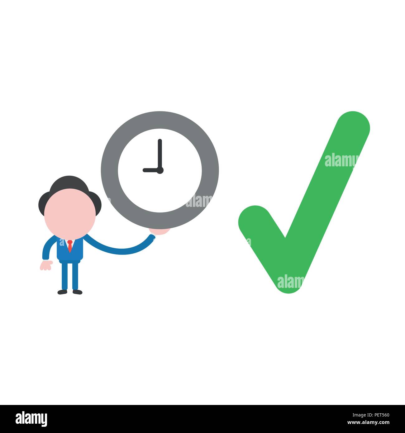 Vector illustration businessman character holding clock with green ...