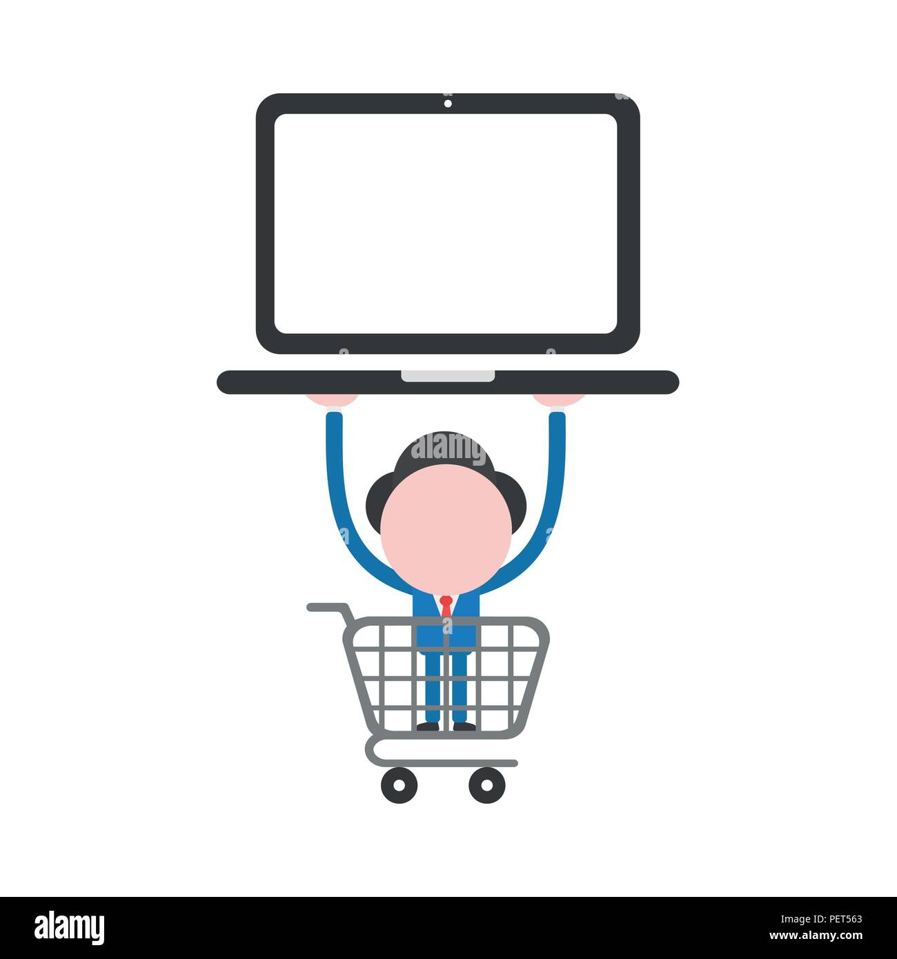 Vector illustration businessman character inside shopping cart and ...