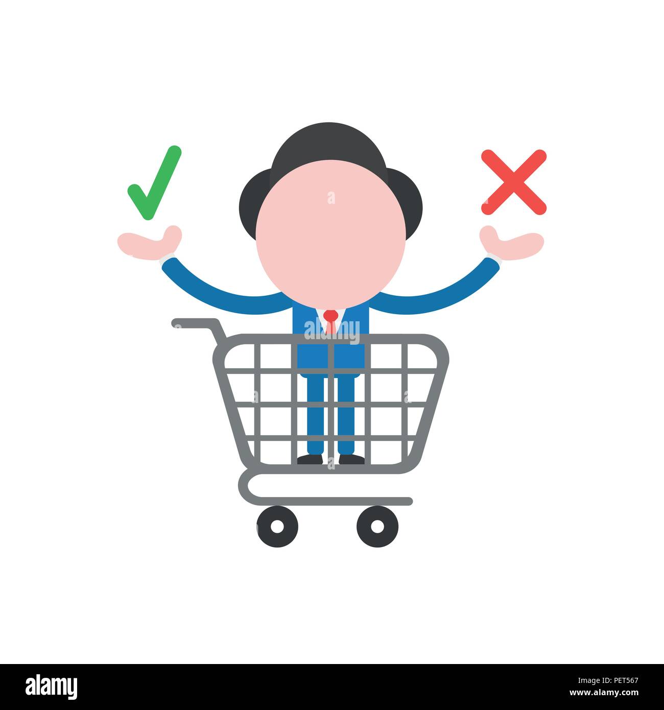 Vector illustration businessman character inside shopping cart and ...