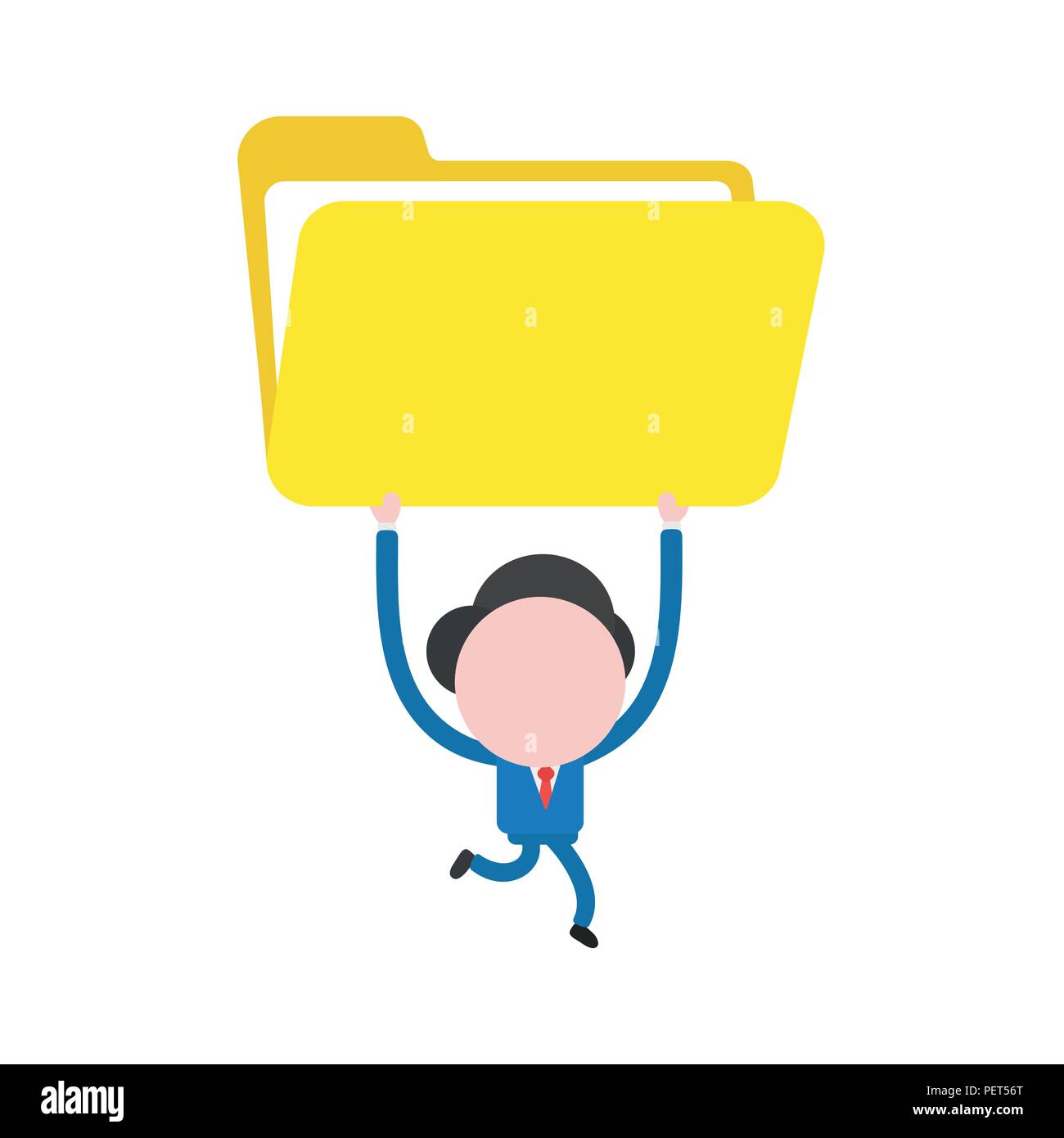 Vector illustration businessman character running and carrying oepn ...