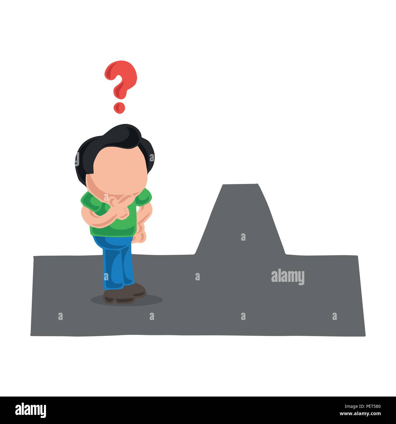 Vector hand-drawn cartoon illustration of confused man on road ...