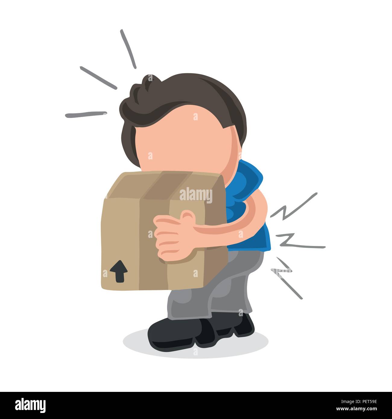 Vector hand-drawn cartoon illustration of man walking carrying heavy ...