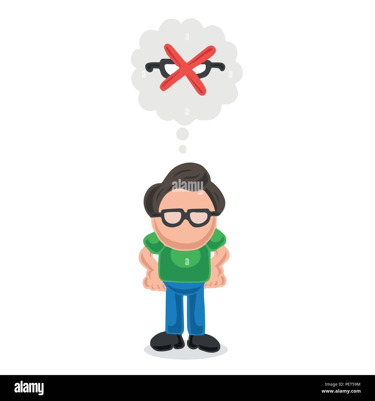 Vector hand-drawn cartoon illustration of man standing dreaming of ...