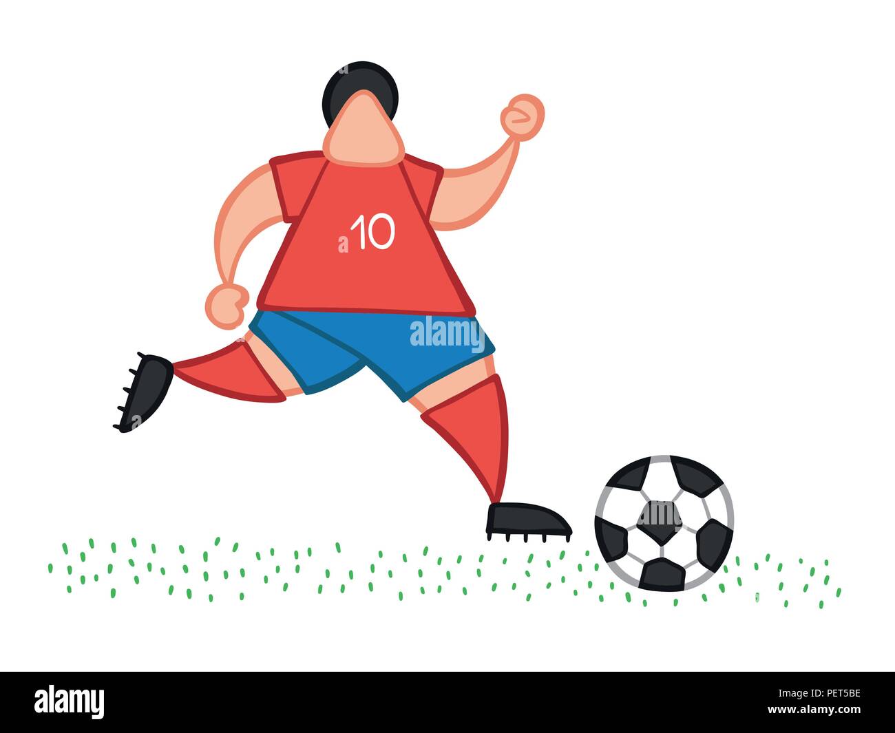 Vector illustration cartoon soccer player man running and dribble ball ...