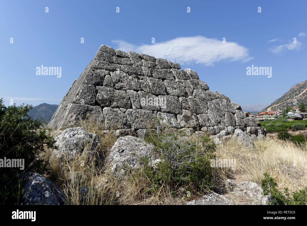 View of the facade of the Pyramid of Hellinikon, near the city of Argos ...