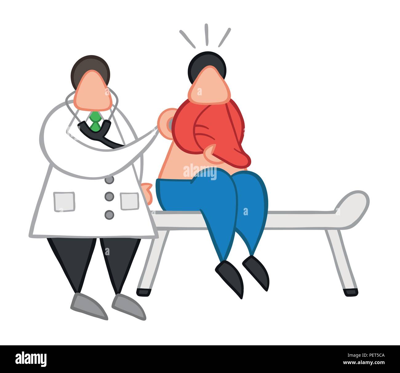 Vector illustration cartoon doctor man listening patient's back with ...