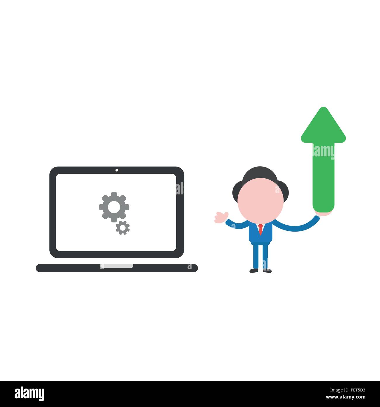 Vector illustration businessman character holding arrow moving up to ...
