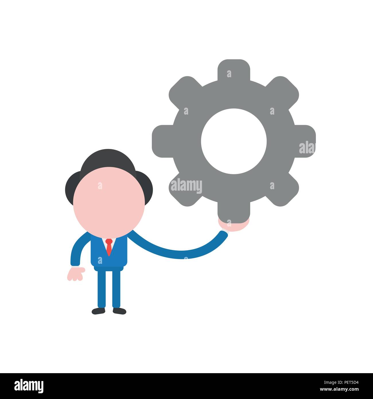 Vector illustration businessman character holding grey gear Stock ...