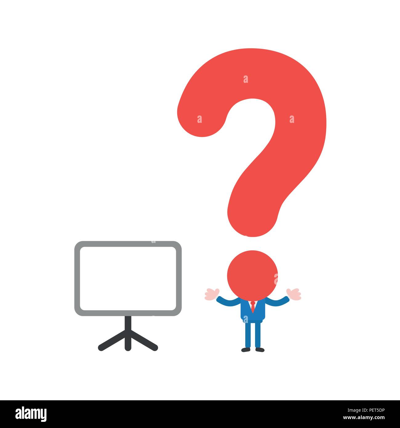 Vector illustration businessman character with blank presentation chart ...