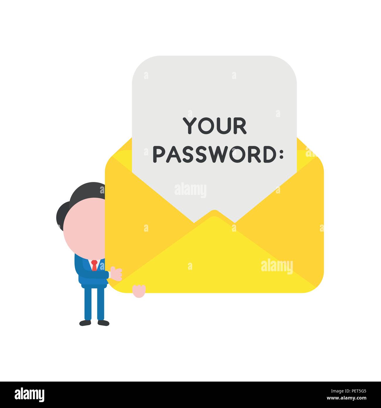 Vector illustration businessman character holding open mail envelope ...