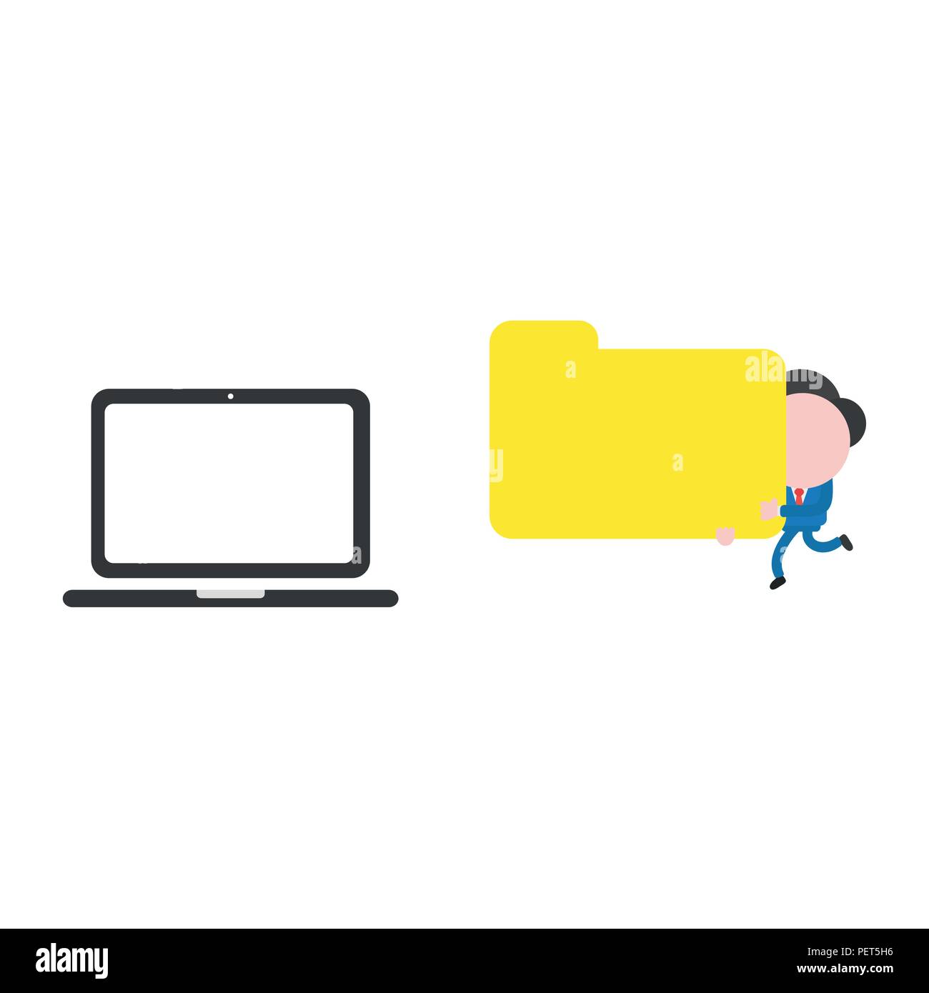 Vector illustration businessman character running and carrying closed ...