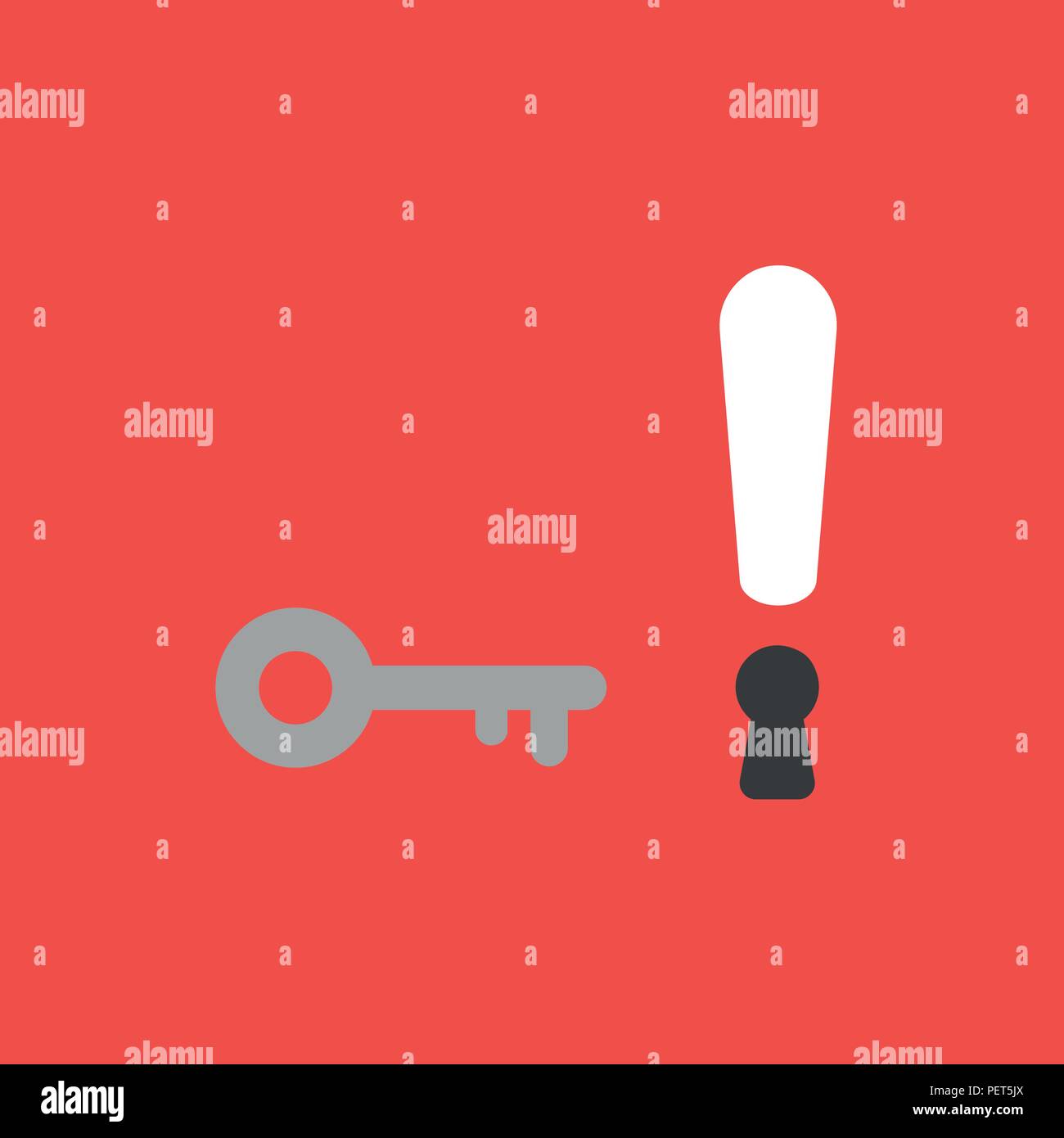 Flat vector icon concept of key and exclamation mark with keyhole on ...