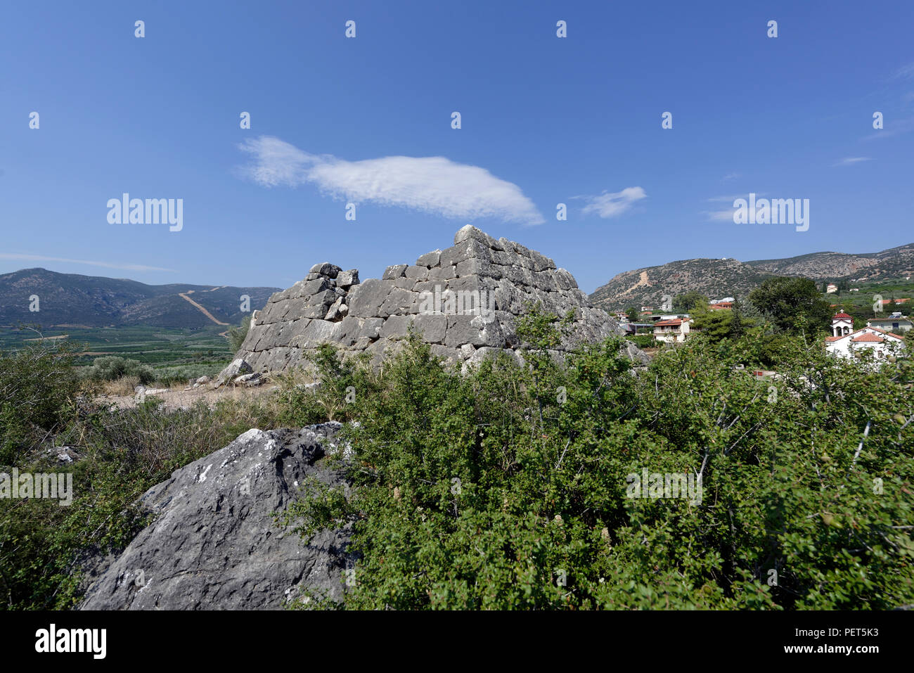 View of the facade of the Pyramid of Hellinikon, near the city of Argos ...