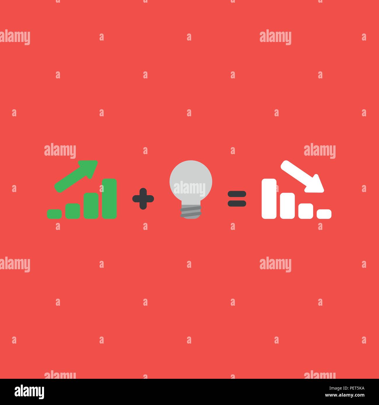 Flat vector icon concept of sales bar graph moving up plus bad light ...