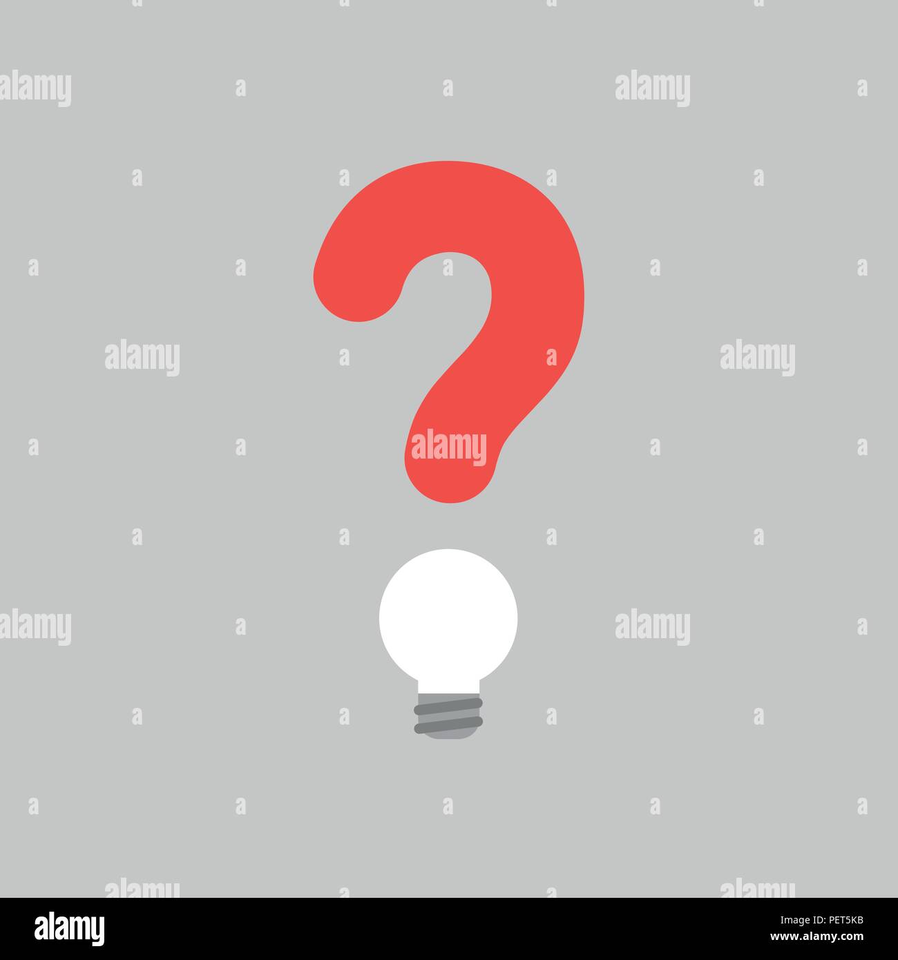 Flat vector icon concept of question mark with grey light bulb on grey ...