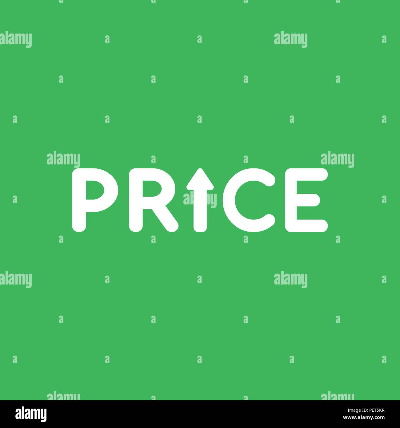 Flat vector icon concept of price word with arrow moving up on green ...