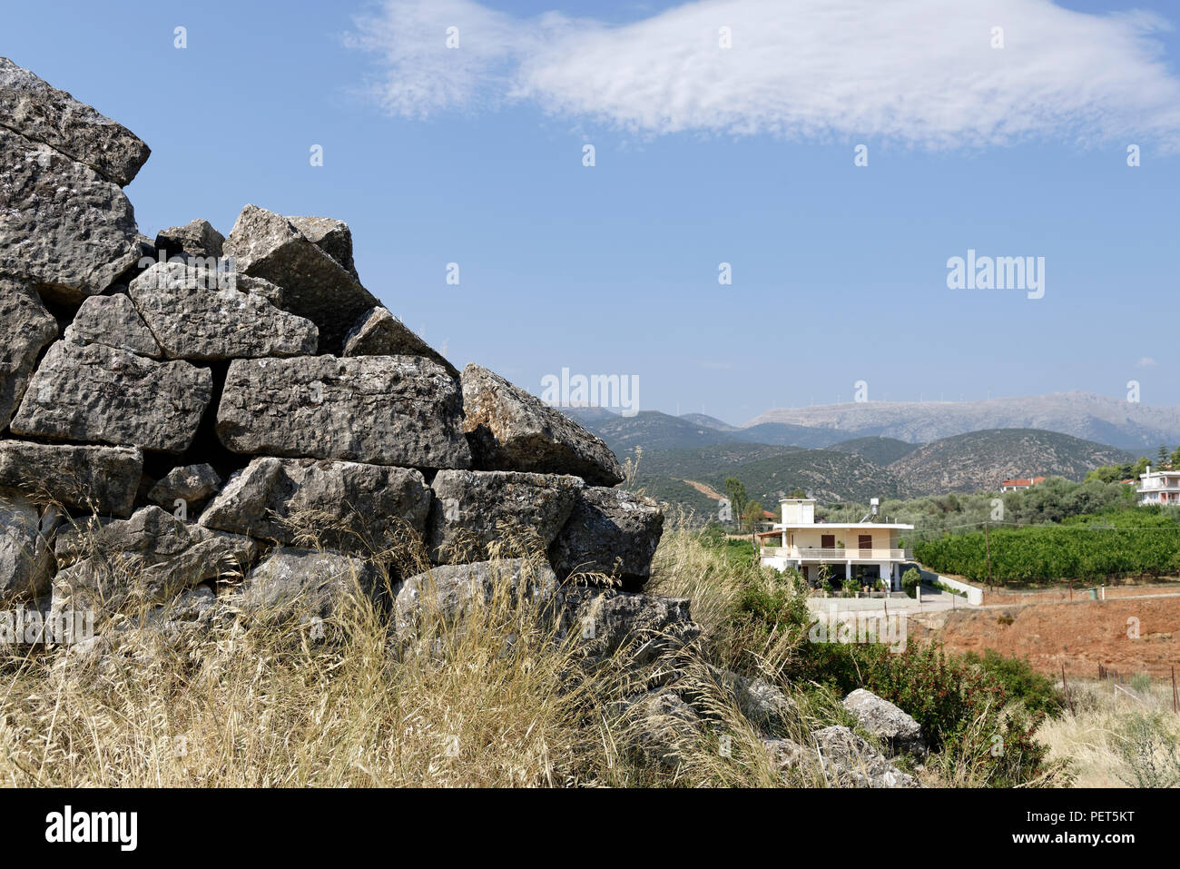 View of the facade of the Pyramid of Hellinikon, near the city of Argos ...