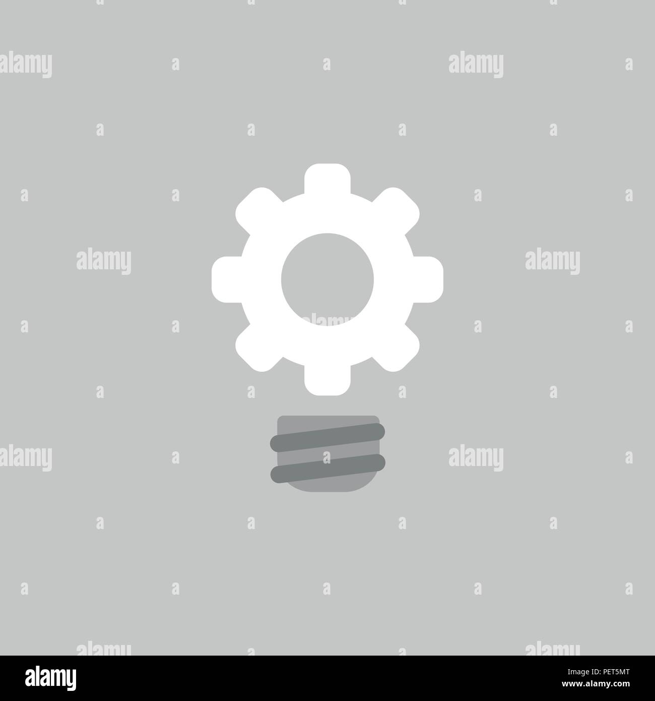 Flat vector icon concept of gear light bulb on grey background Stock ...