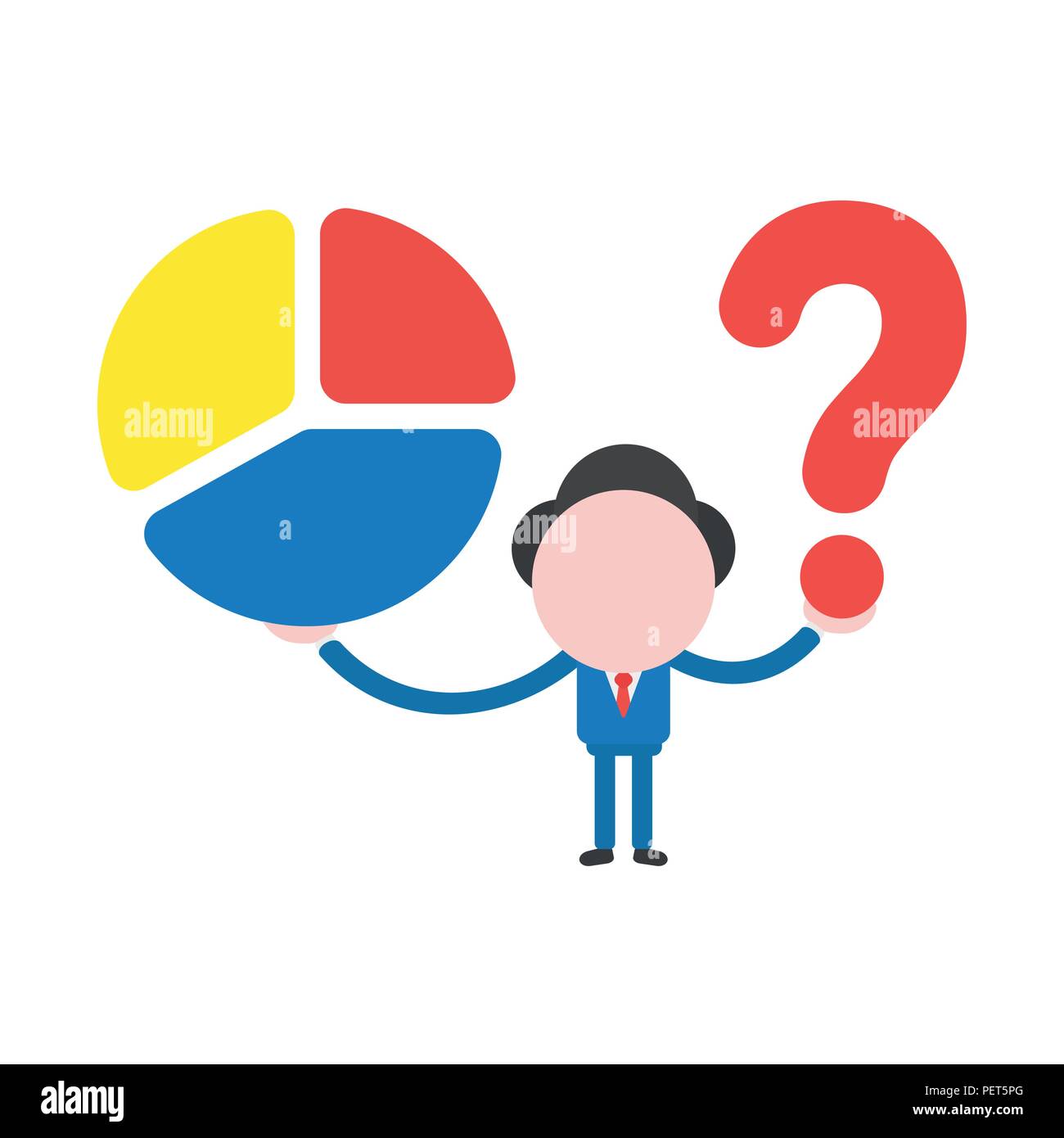 Vector illustration businessman character holding three parts diagram ...