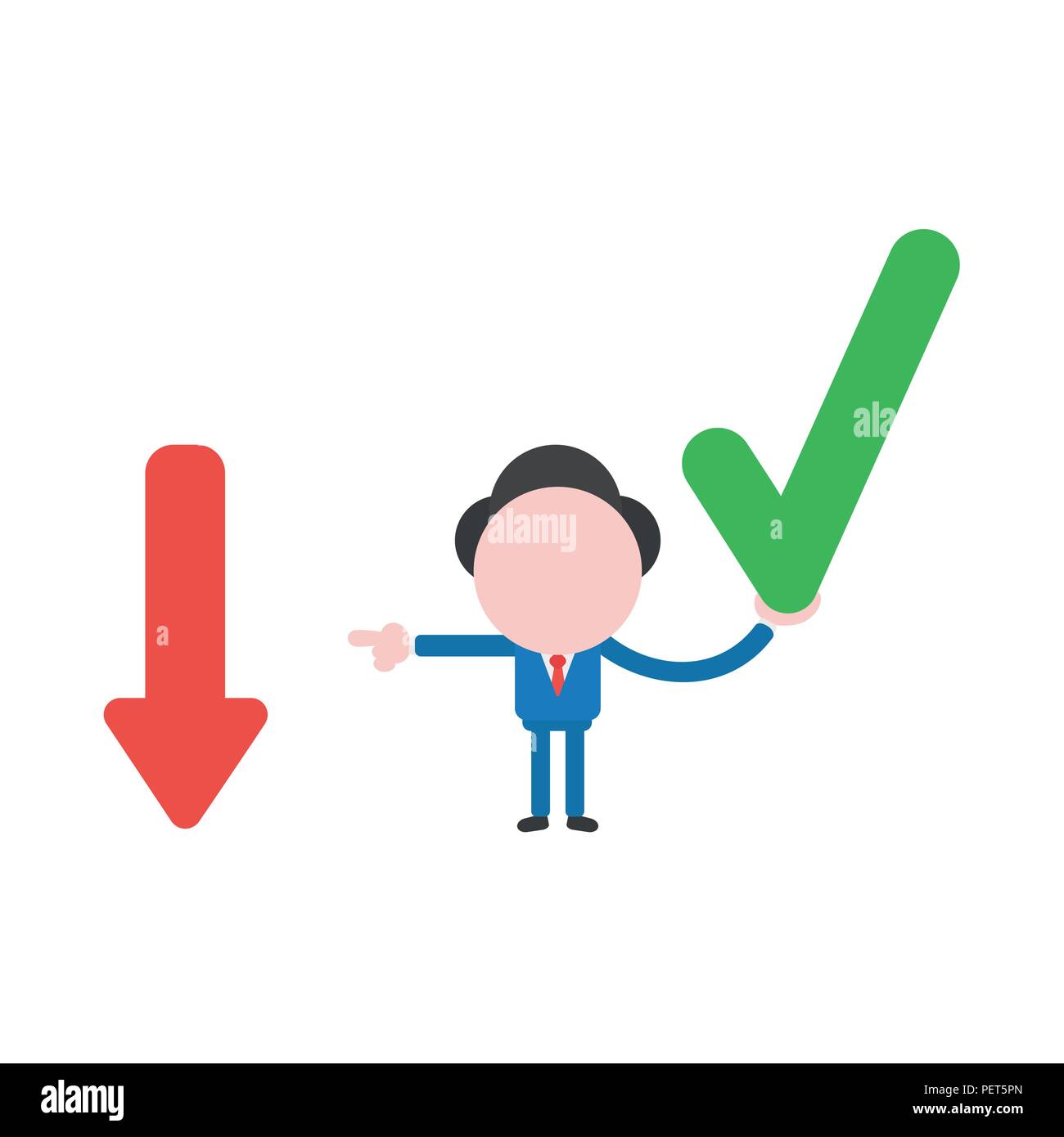 Vector illustration businessman character holding check mark and ...