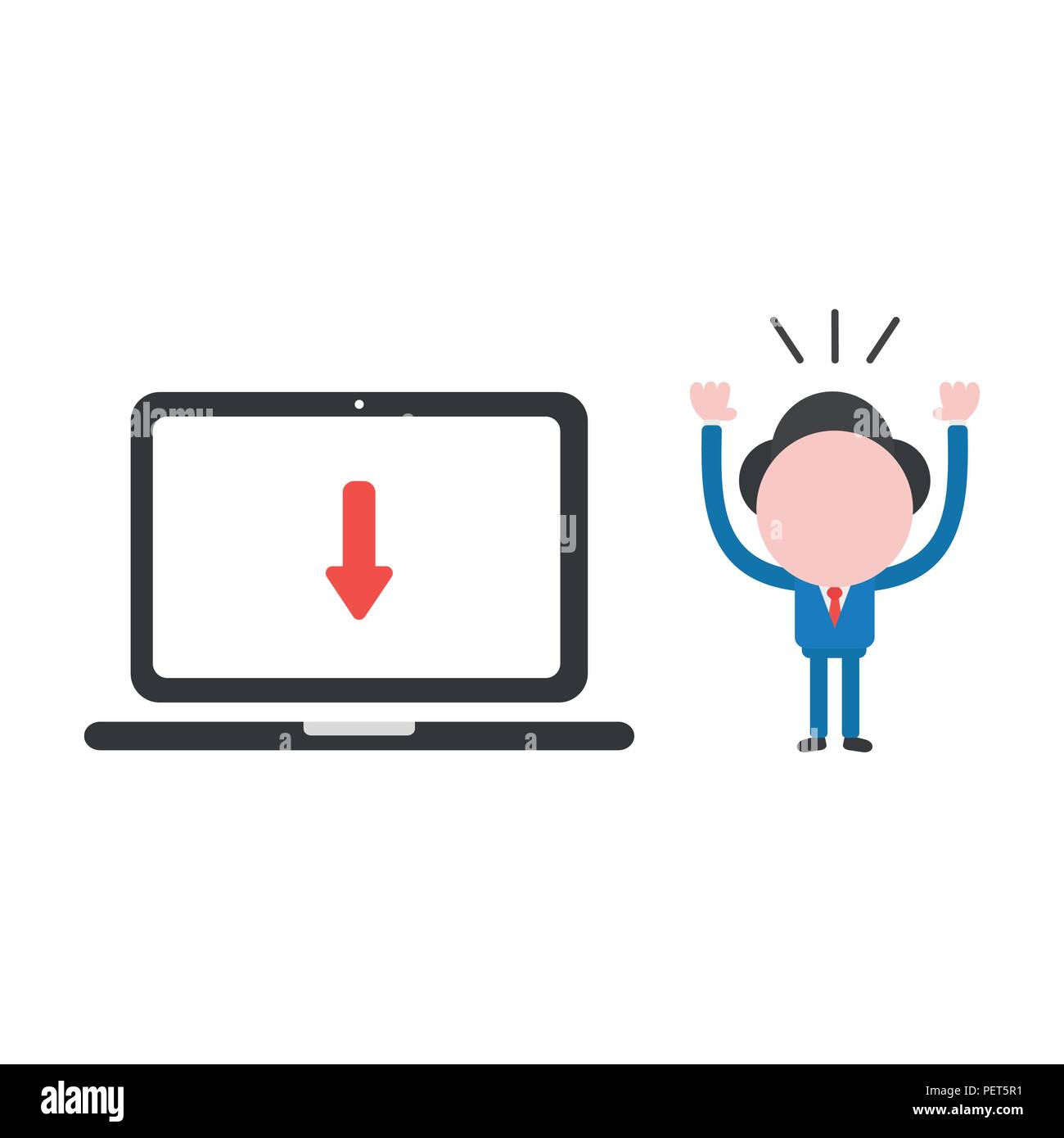 Vector illustration businessman character with laptop computer and ...