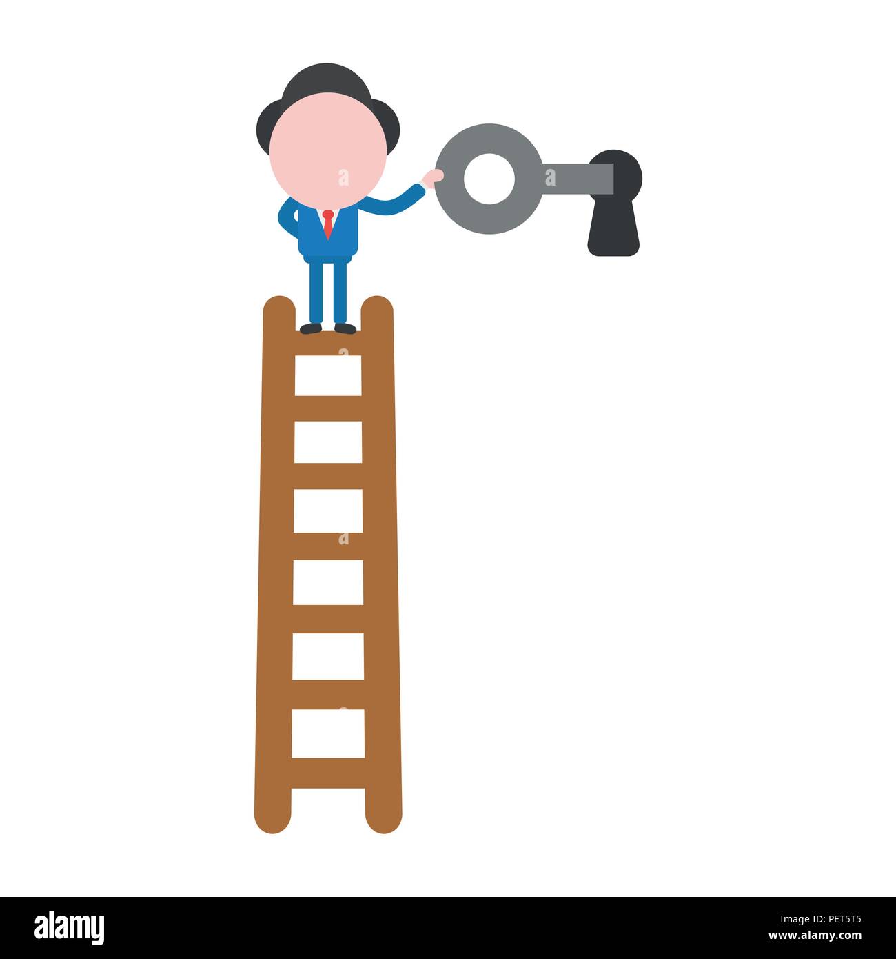 Vector illustration businessman character standing on top of wooden ...